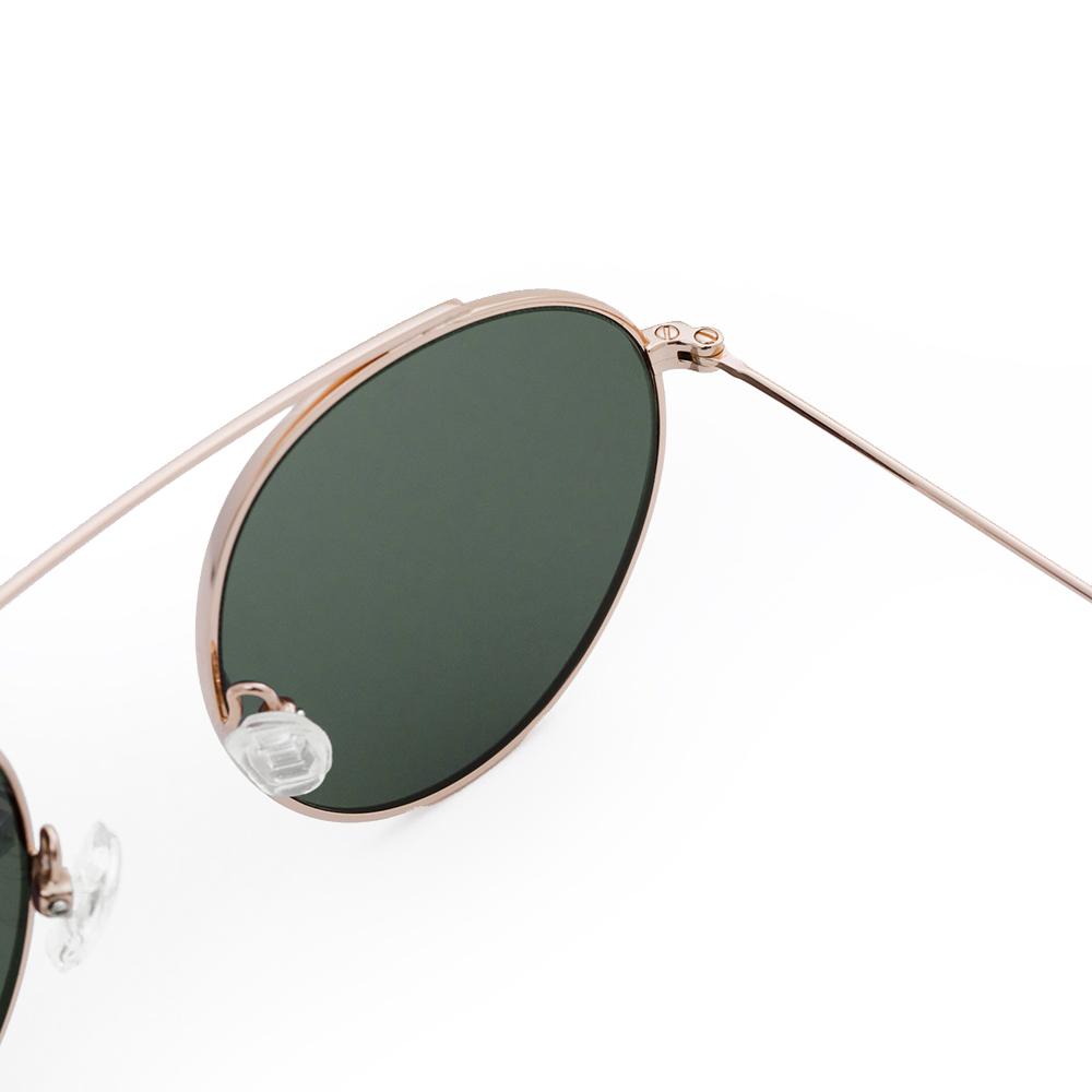 Monokel Eyewear | Iota | Gold Metal & Green Solid Lens Sunglasses ...